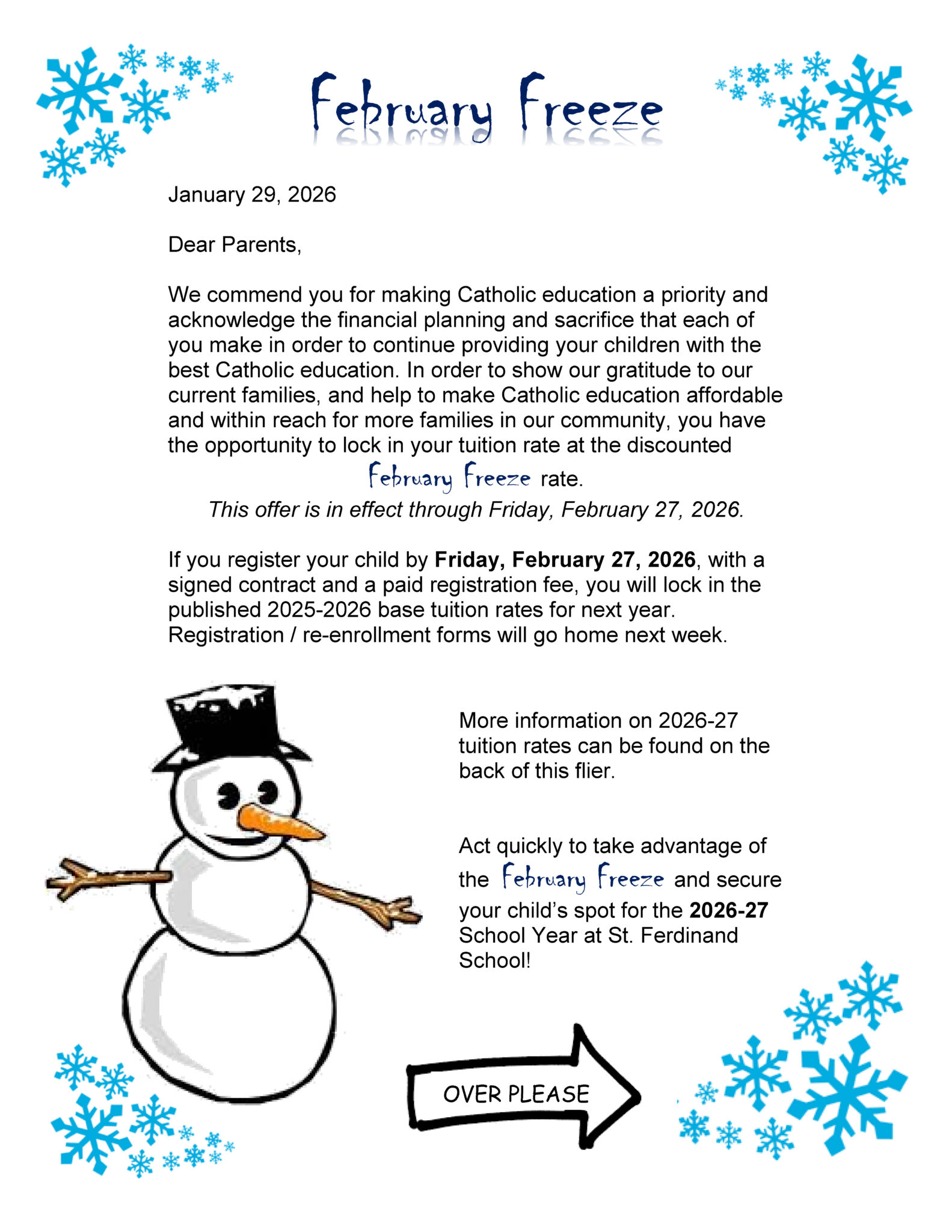 February Freeze Discount – Register NOW for the 2026-27 School Year ...